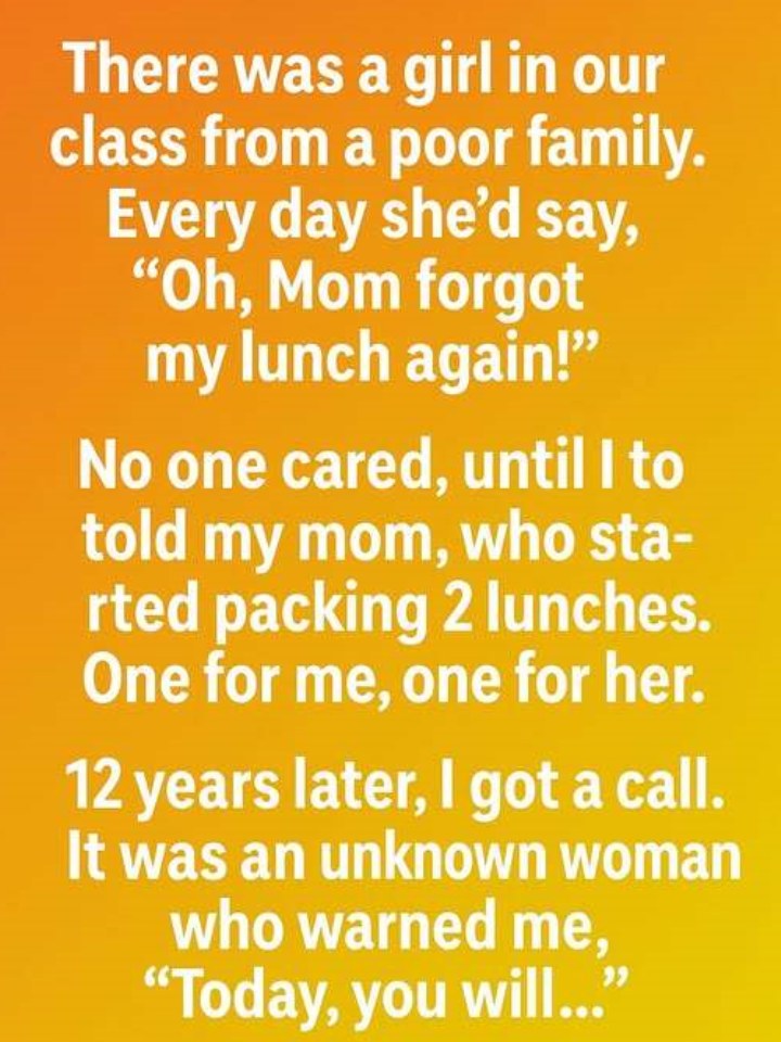 A CHILD NOTICED A CLASSMATE WHO NEVER HAD LUNCH AND, WITH A MOTHER’S ...