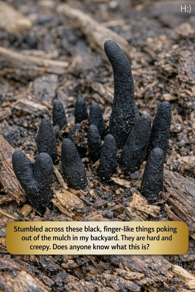 Mysterious Black, Finger-Like Shapes Emerging From Backyard Mulch Have ...